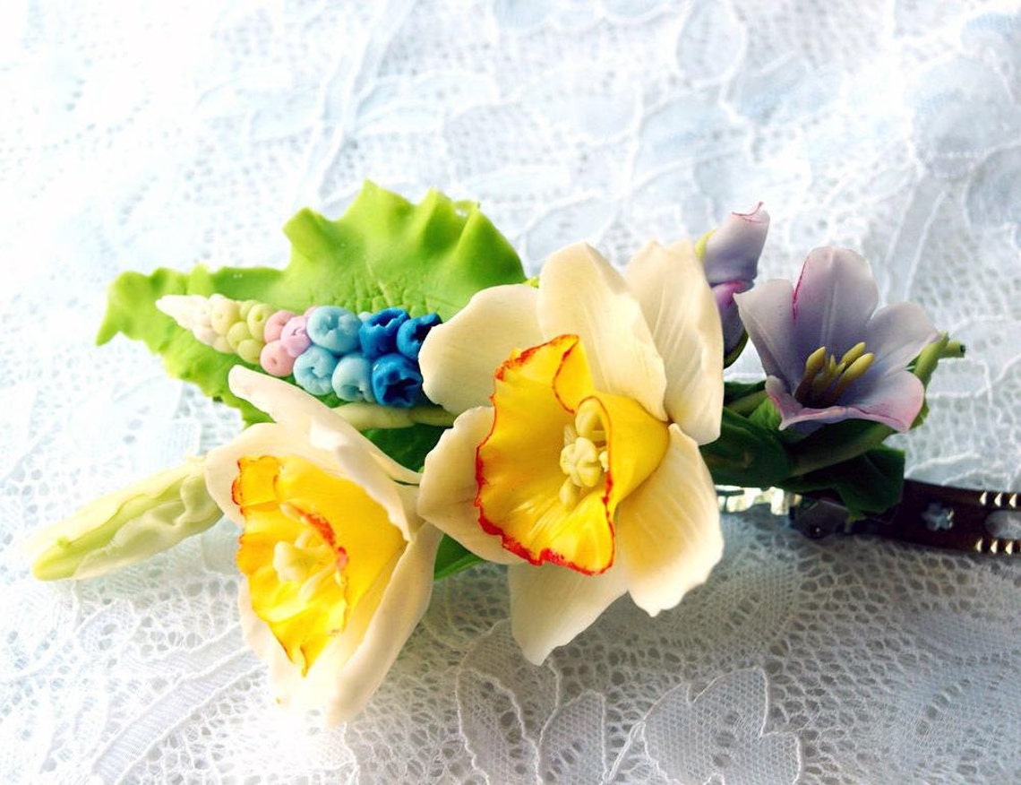 Yellow Daffodil Flower Hair Clip Botanical Floral Hair Comb - Etsy