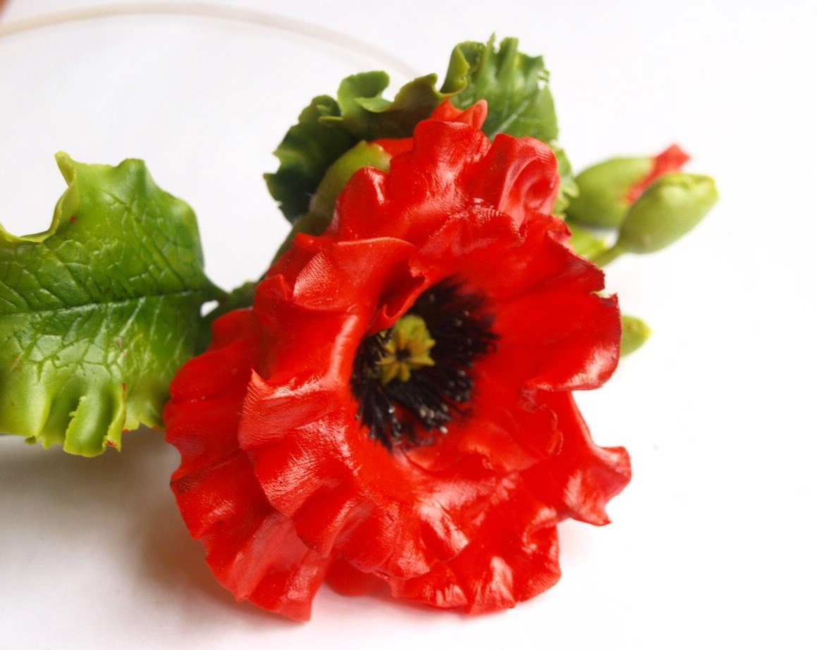 Red Poppy Pin Jewelry Red Flower Brooch Traditional Wedding | Etsy