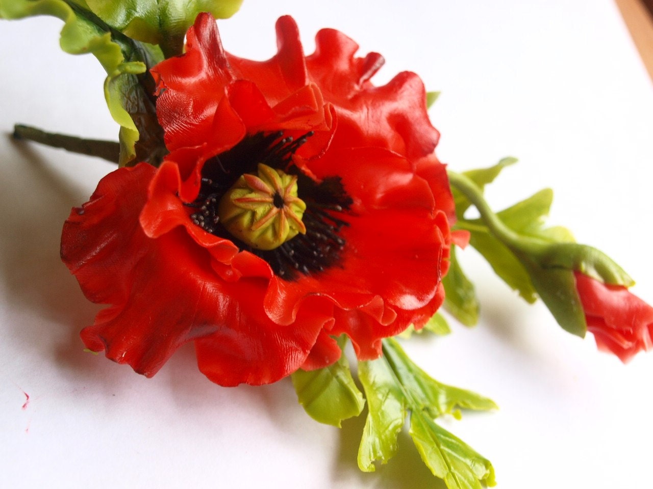 Red Poppy Pin Jewelry Red Flower Brooch Traditional Wedding | Etsy