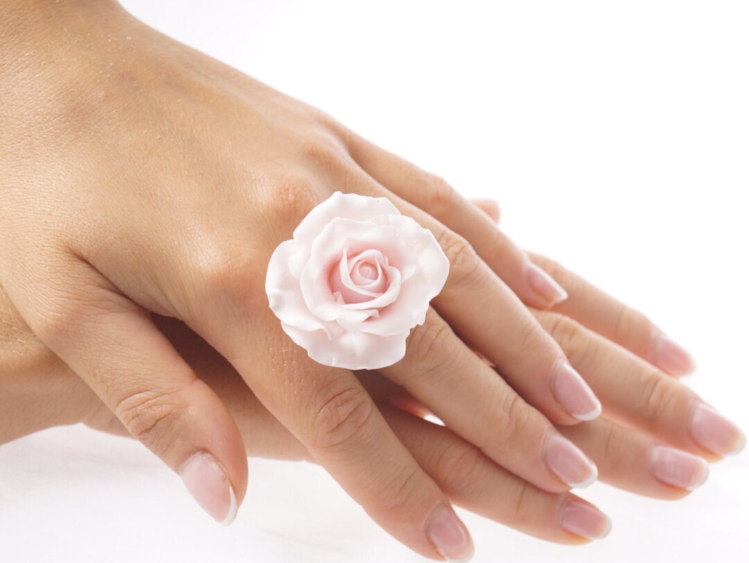 Statement Pale Pink Rose Ring, Unique Nature Flower Jewelry, Gift Ideas ...