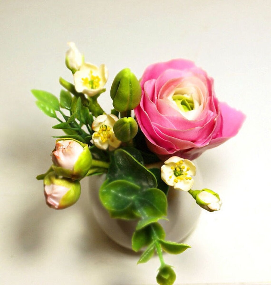 Pink Ranunculus Flower Arrangements Artificial Small - Etsy