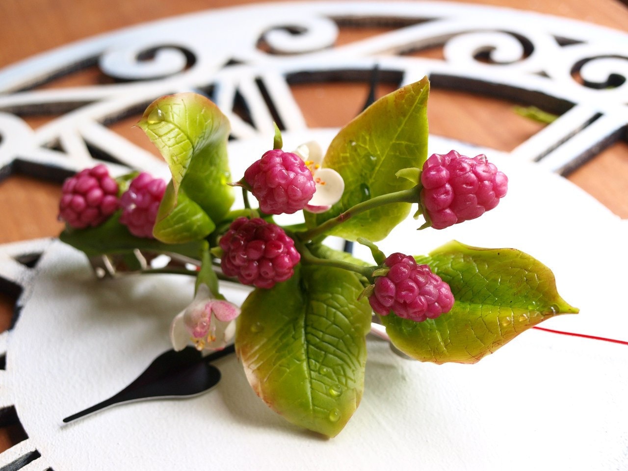 Raspberry Hair Clip Red Flower Barrette Floral Hair Comb | Etsy