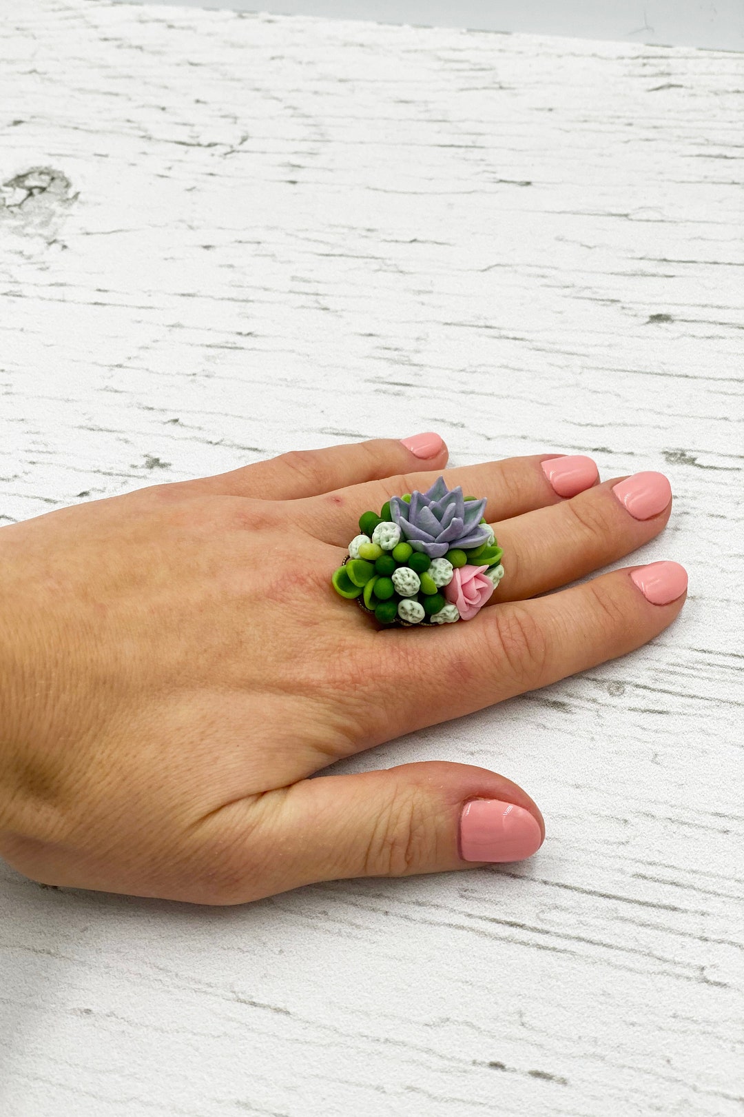 Tiny Succulent Flower Ring Plant Fairy Nature Ring Flower Girl Gift ...