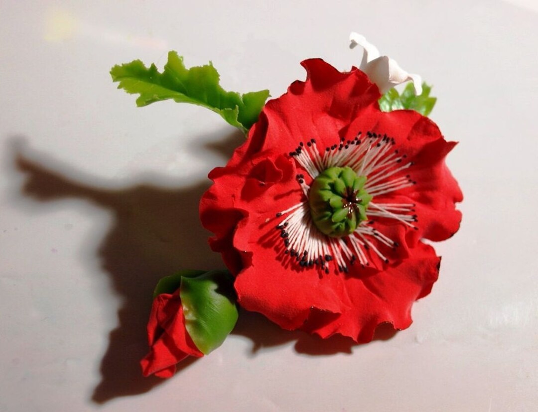 Bright Red Poppy Hair Clip - Handmade Flower Barrette, Poppy Flower ...