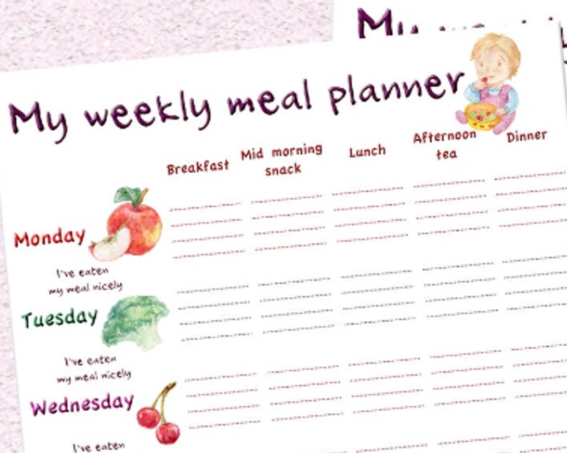 Toddler Weekly Meal Planner, Downloadable Feeding Schedule, Printable ...