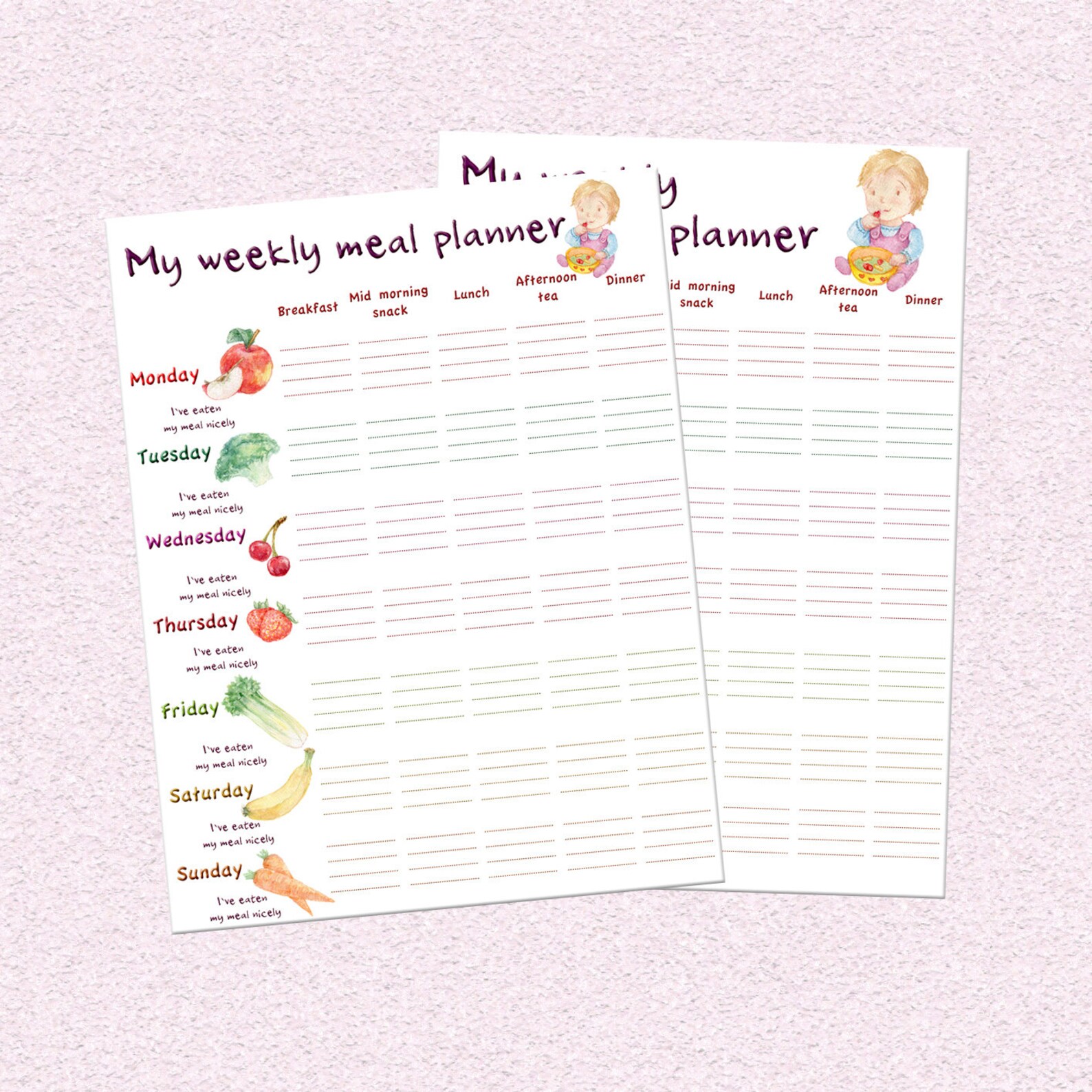 Toddler Weekly Meal Planner Downloadable Feeding Schedule - Etsy