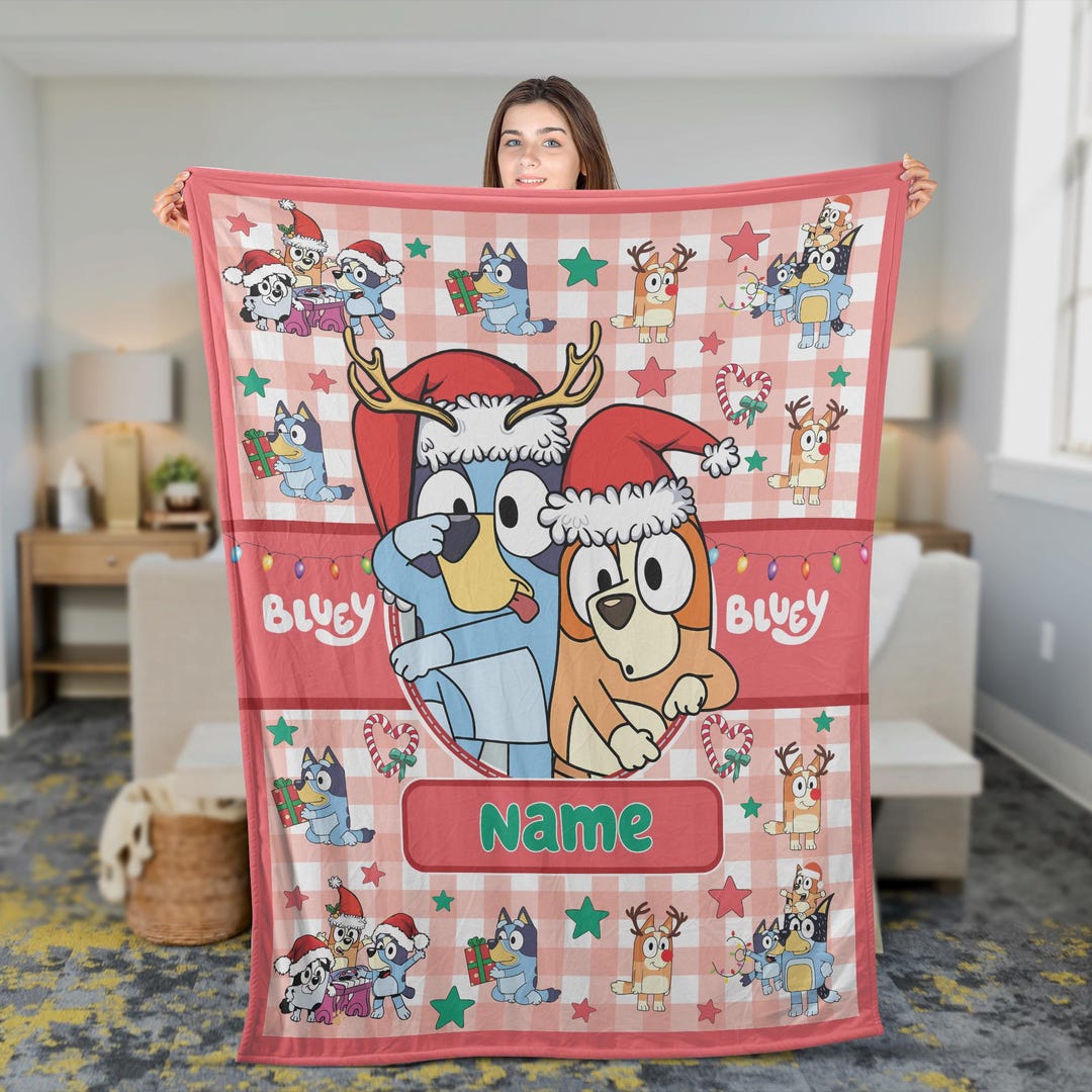 Personalized Bluey Blanket, Bluey Family Soft Cozy Fleece Blankets ...