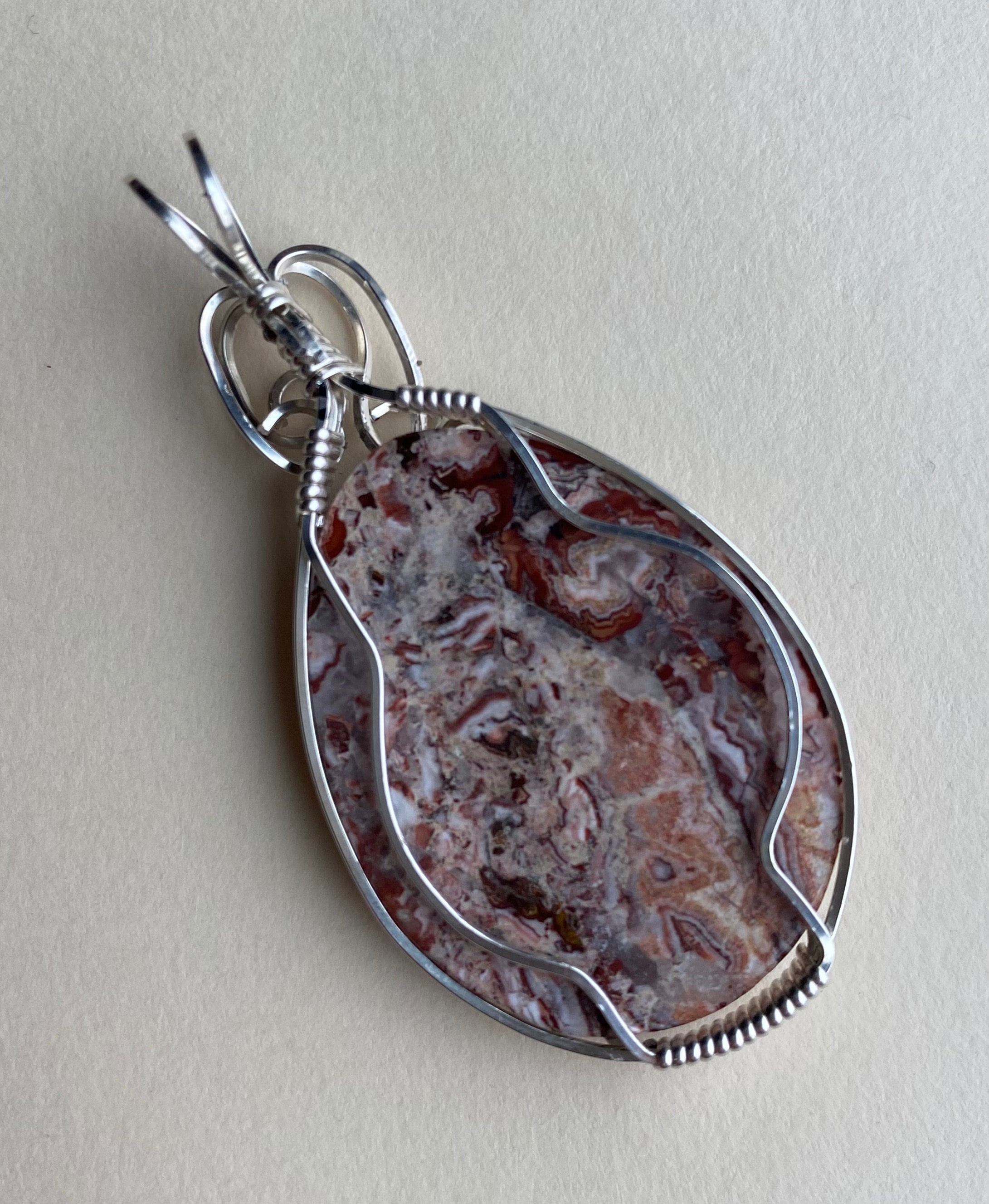 Rosey Red Rosetta Stone Pendant Wrapped in Sterling Silver Wire. - Etsy