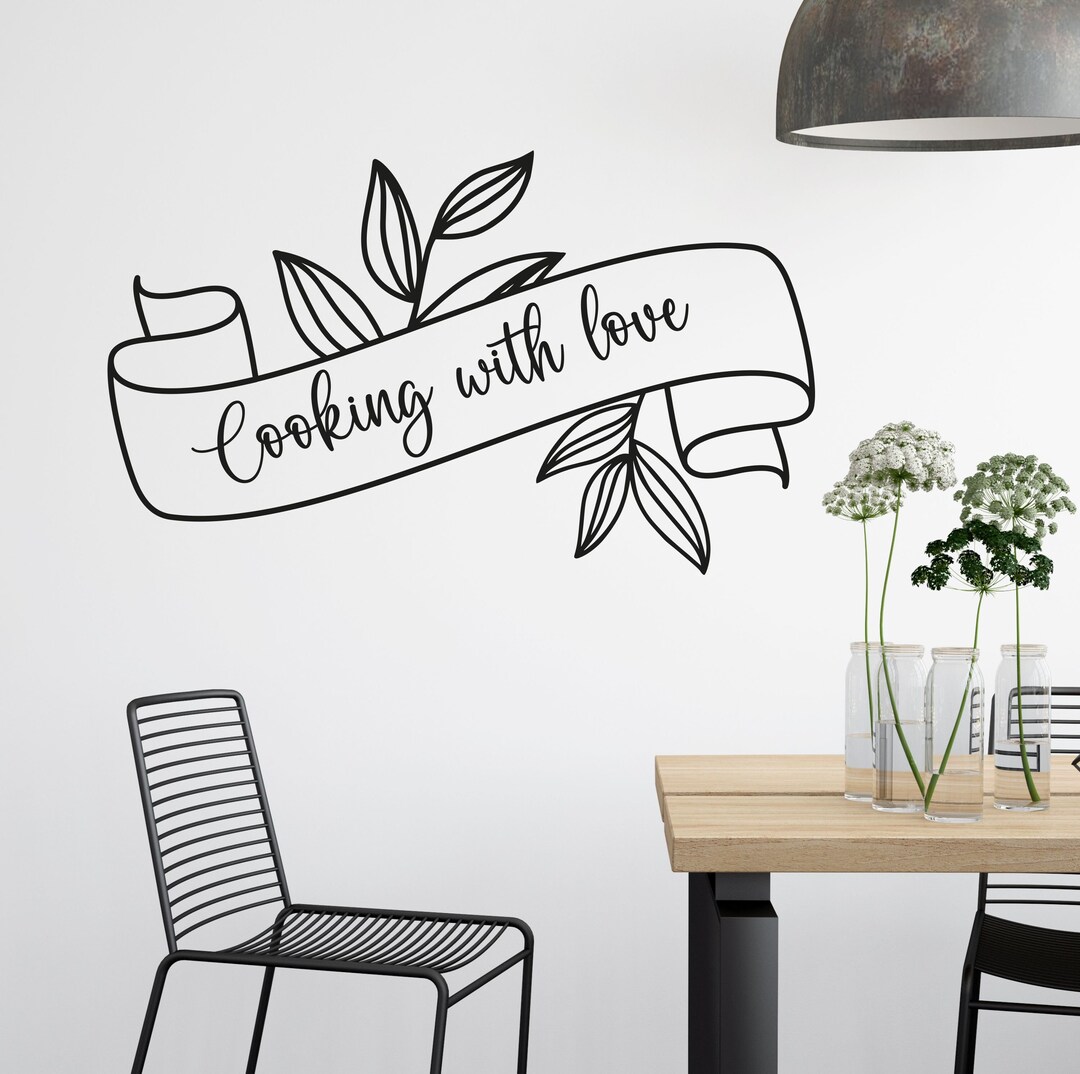 Cooking With Love - Kitchen Wall Sticker Quote Wording Vinyl Decal - Etsy
