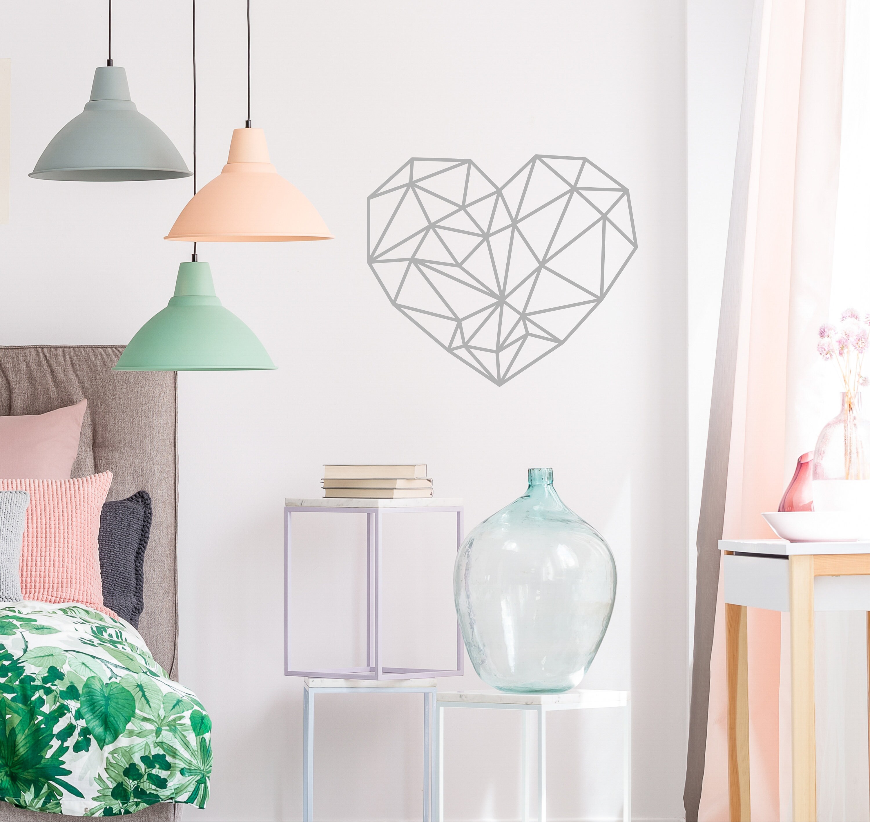 Geometric Heart Wall Sticker Decal Decor Decorative DIY Vinyl - Etsy
