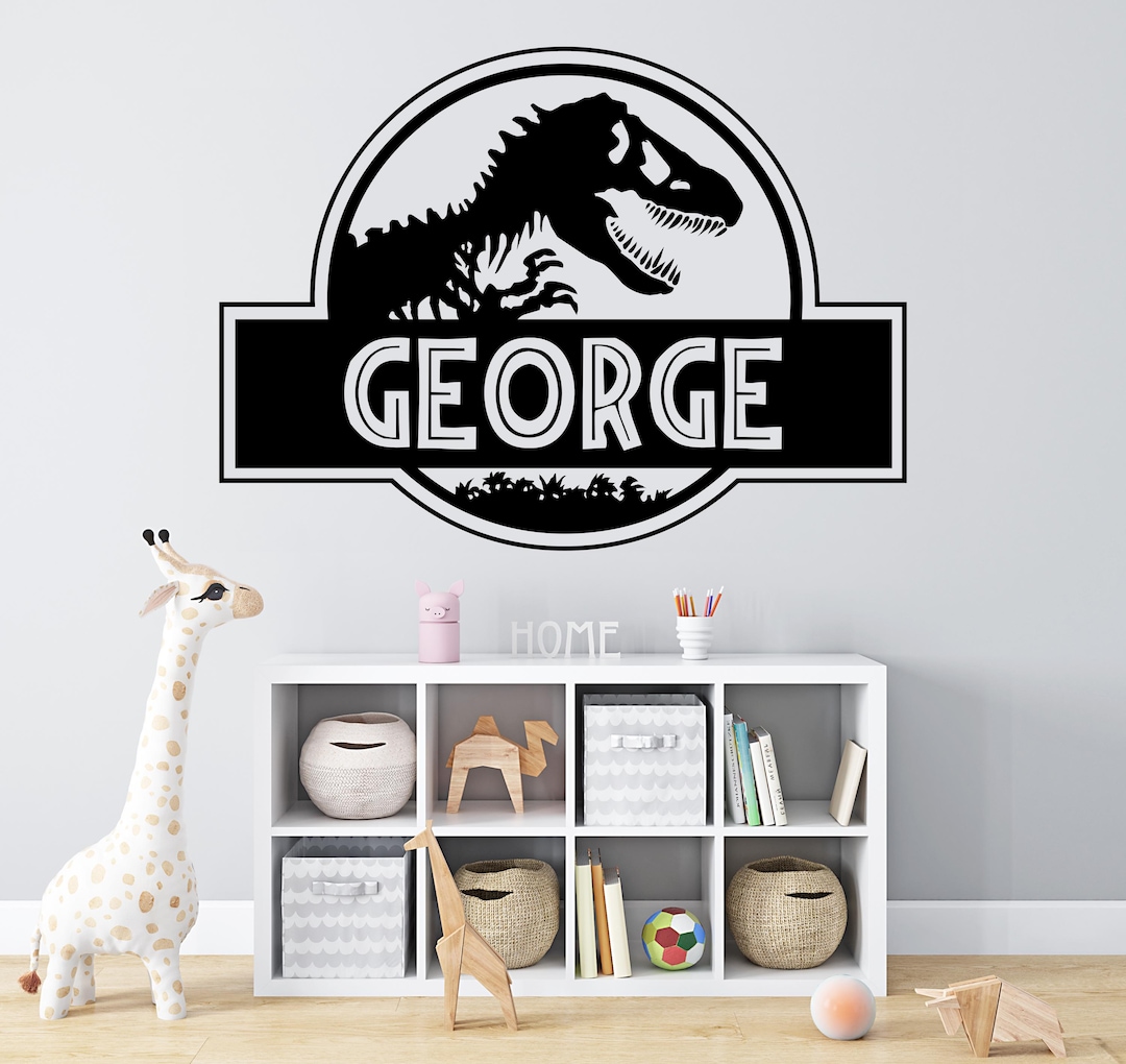 Personalised Dinosaur Wall Sticker | Jurassic Park Inspired Boys ...