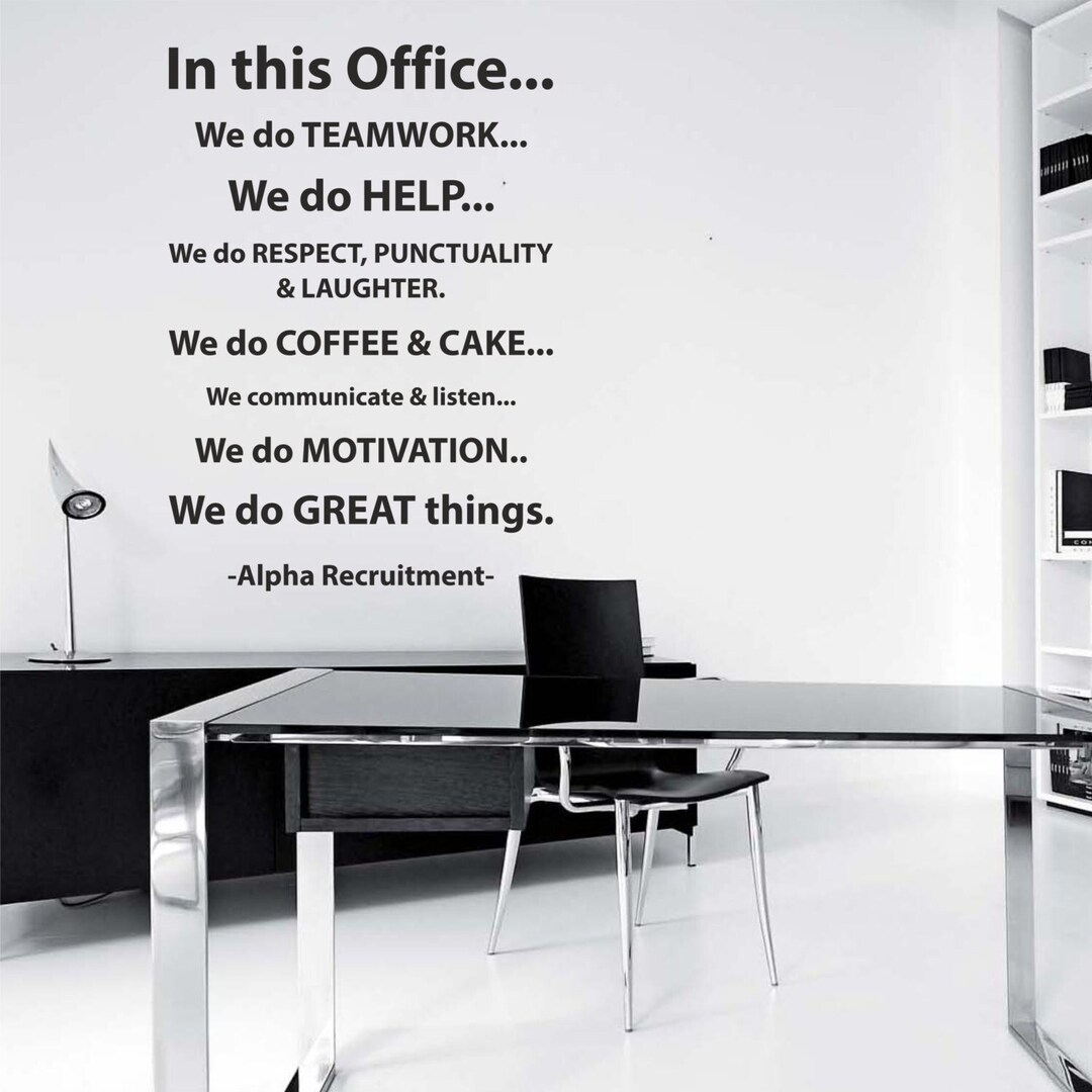 In This Office... | Personalised Wall Quote Sticker Decal Bespoke ...
