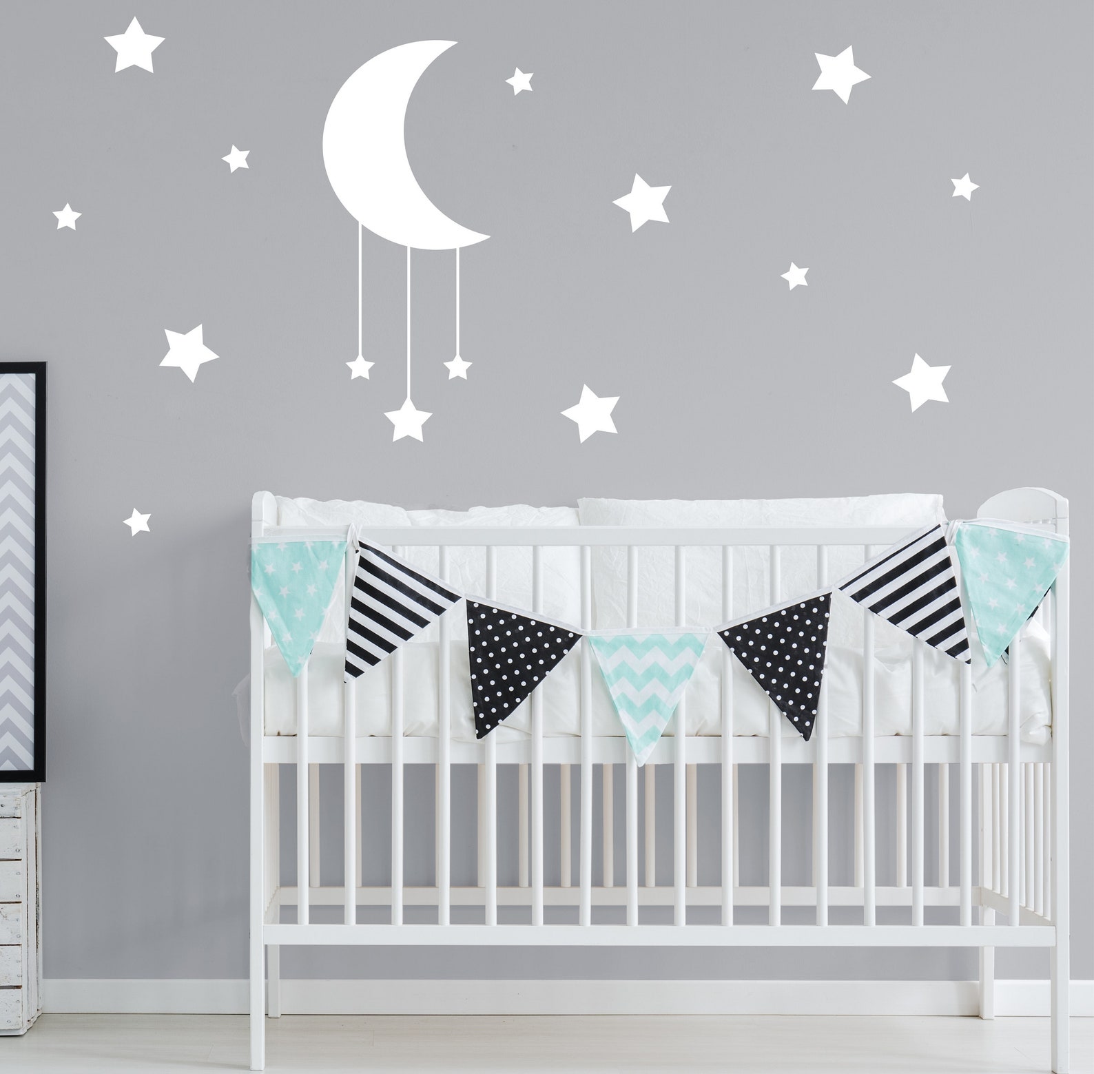 Moon and Stars Wall Sticker Decal Vinyl Adhesive Removable - Etsy