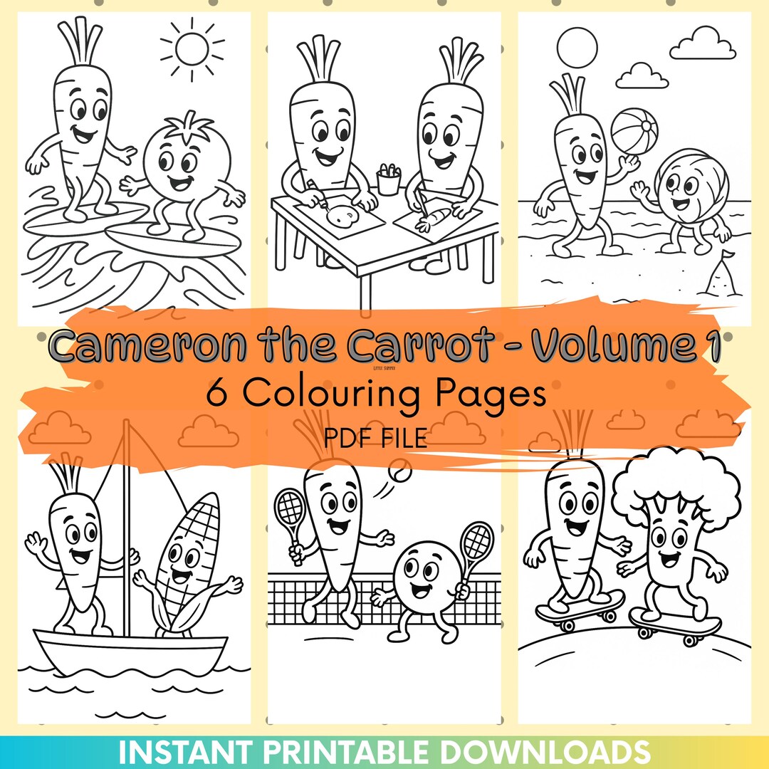 Cameron the Carrot Theme Colouring Pages for Kids - Print at Home ...