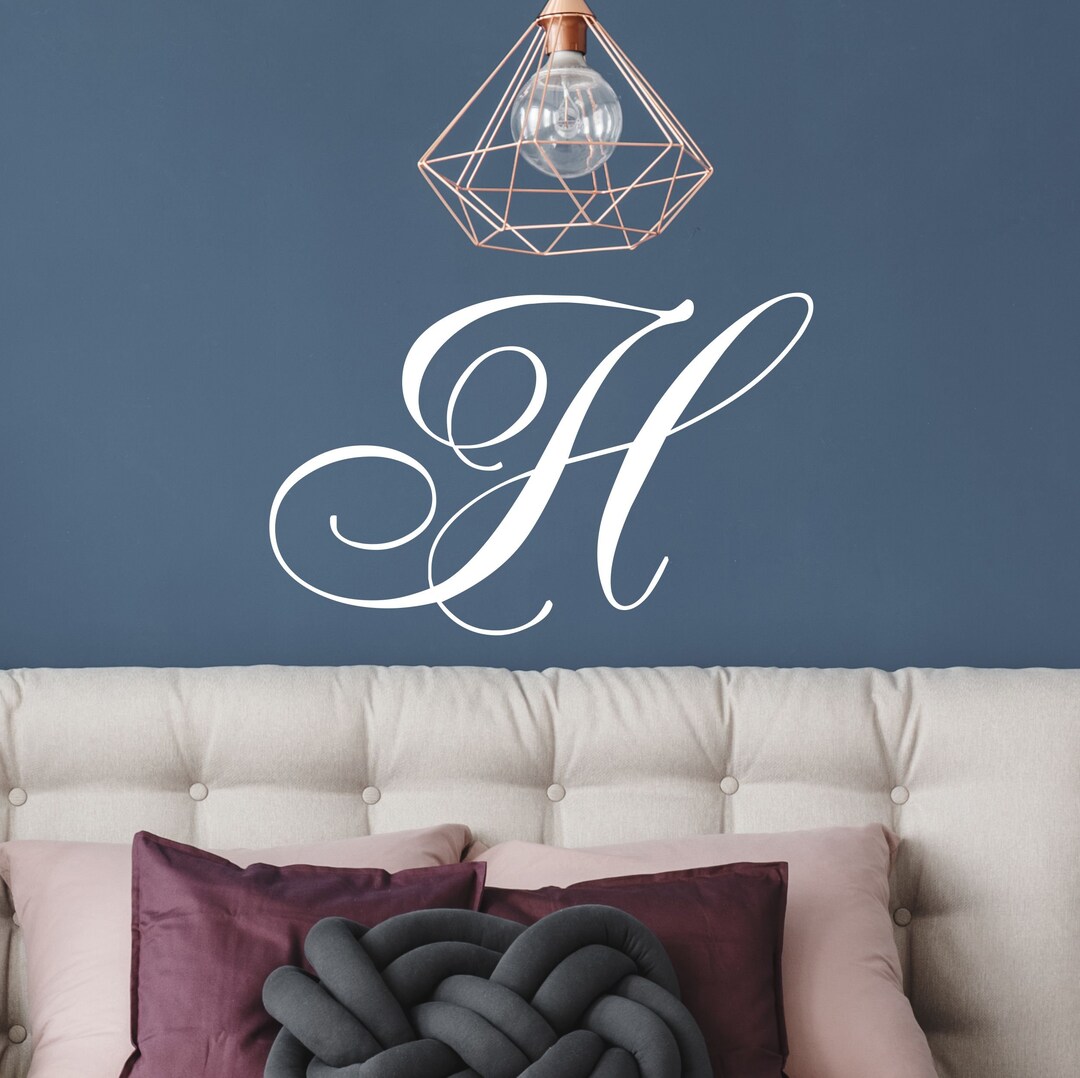 Letter Wall Sticker - Calligraphy Style Monogram Decal Single Letter - Etsy