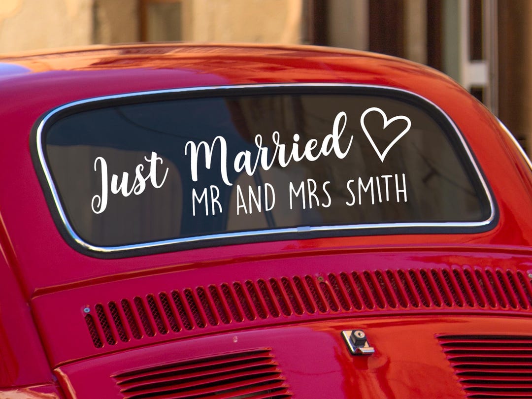 Just Married Personalised Mr & Mrs Wedding Car Sticker | Decal for ...