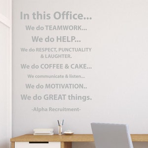 In This Office... | Personalised Wall Quote Sticker Decal Bespoke ...