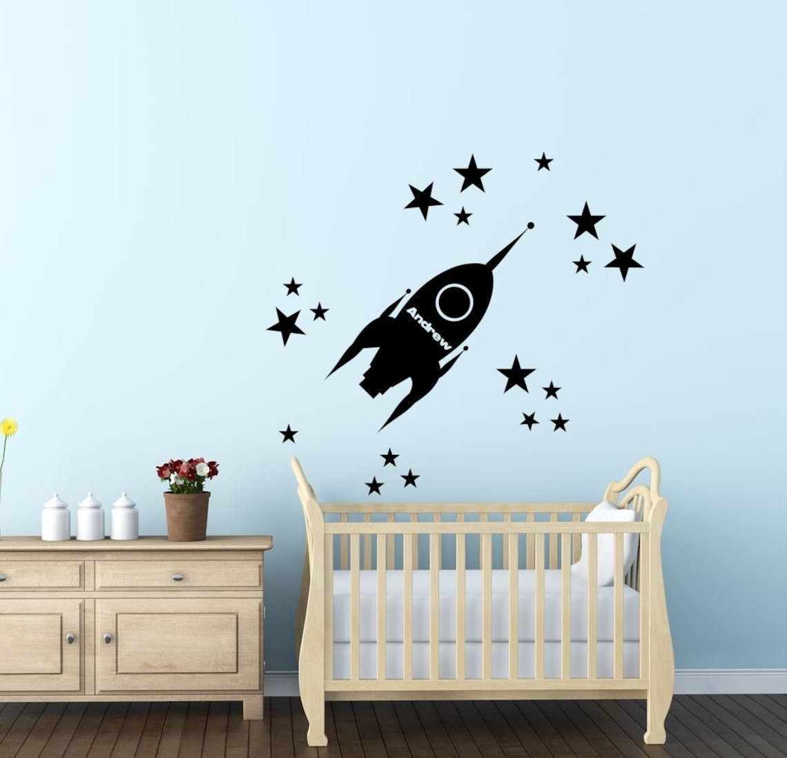 Rocket Ship With Name Wall Sticker Personalised Custom | Etsy