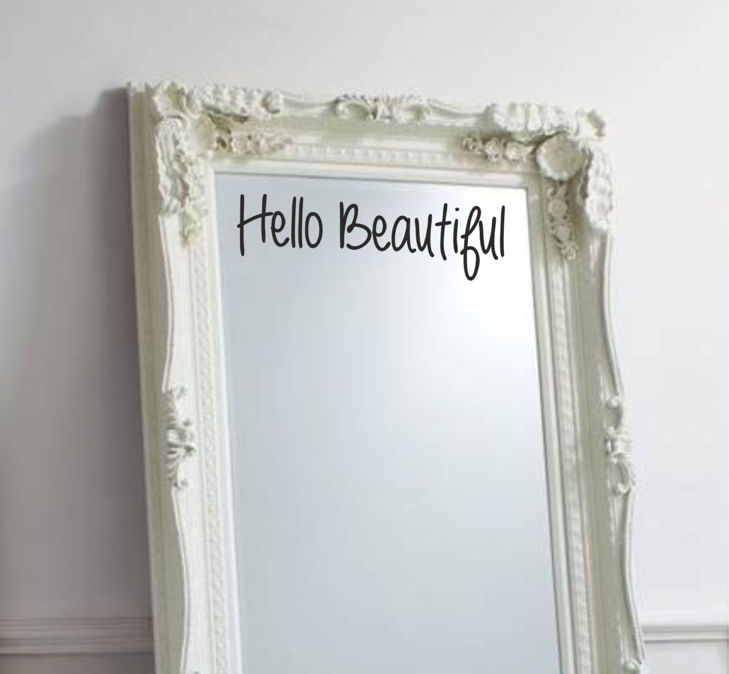 Hello Beautiful Sticker for Wall or Mirror, Decal Adhesive Vinyl Quote ...