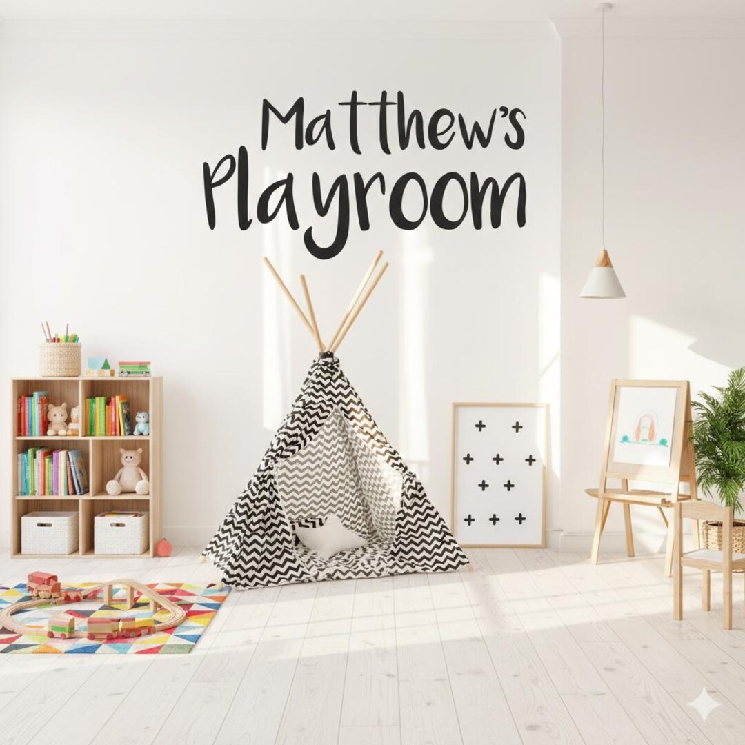 Personalised Name Playroom Wall Sticker - Decal for Childrens Bedroom ...