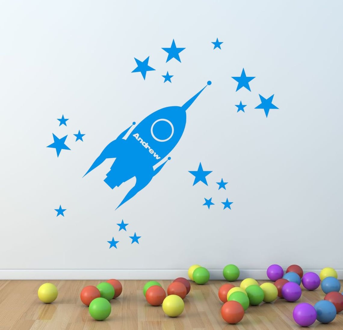 Rocket Ship With Name Wall Sticker Personalised Custom - Etsy