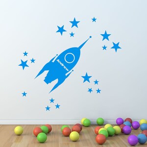 Rocket Ship With Name Wall Sticker | Personalised Custom Bespoke Name ...