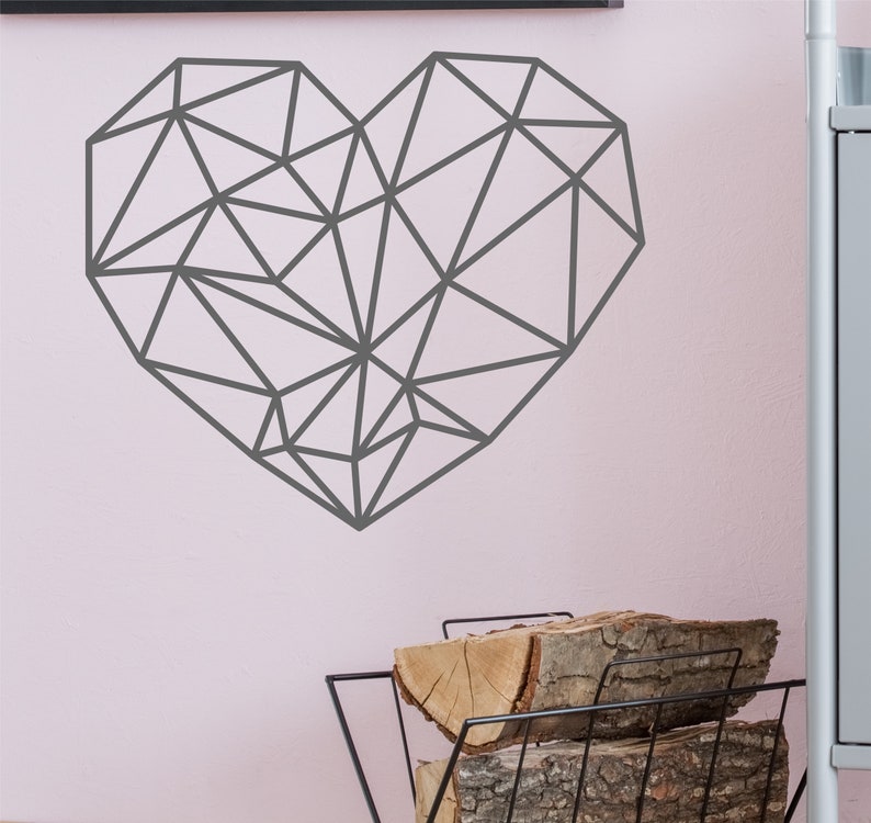 Geometric Heart Wall Sticker Decal Decor Decorative DIY Vinyl | Etsy