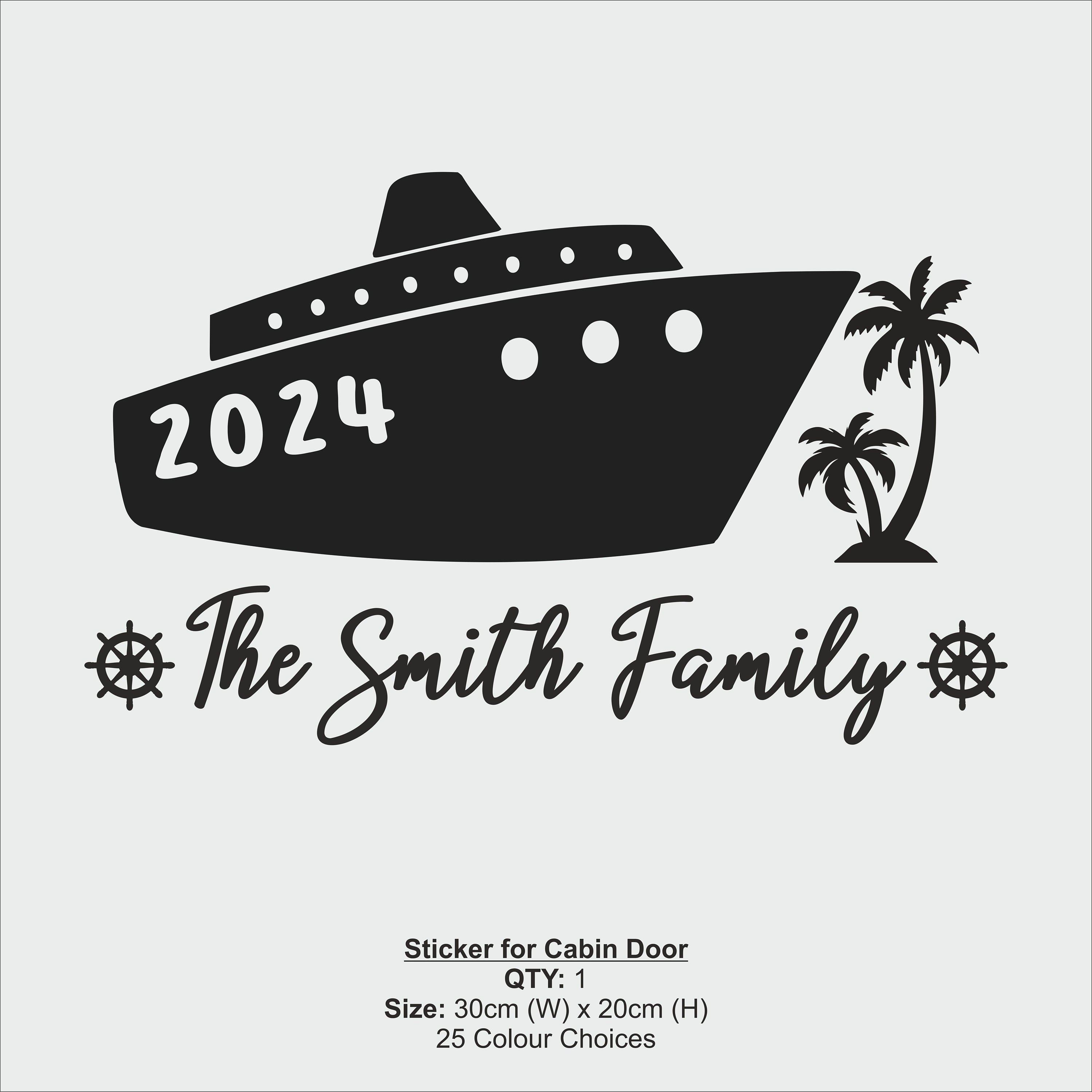 Cruise Ship Cabin Door Vinyl Decal Sticker - Personalised Bespoke ...