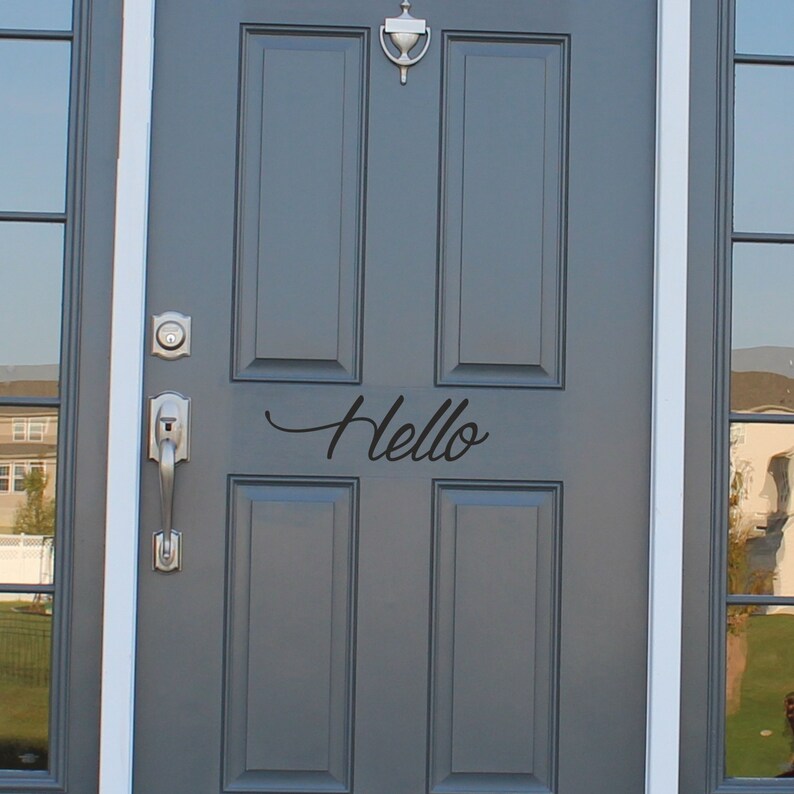 Hello Front Door Sticker Decal Script Writing Adhesive Vinyl - Etsy