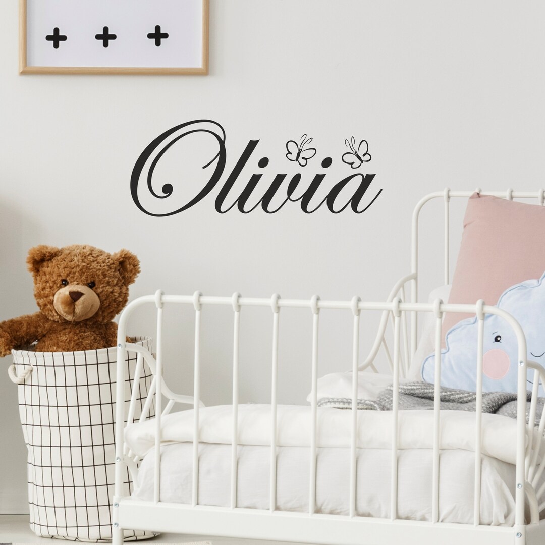 Personalised Name With Butterflies Wall Sticker | Vinyl Decal Removable ...