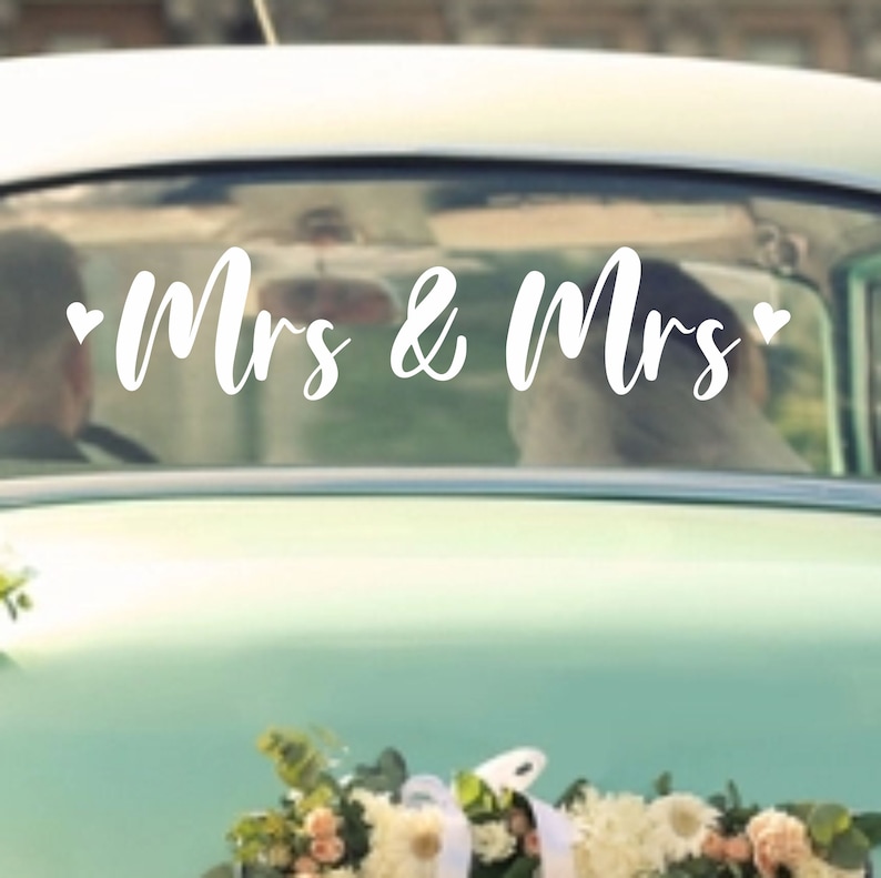 Mrs and Mrs Car Wedding Sticker Decal Removable Vinyl - Etsy