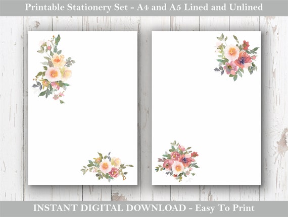 Printable Floral Flower Letter Writing Paper Digital - Etsy
