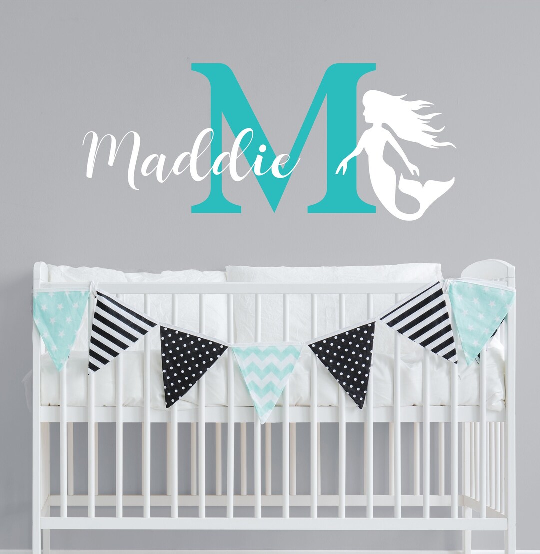 Personalised Mermaid Initials Name Wall Sticker Decal | Kids Girls ...