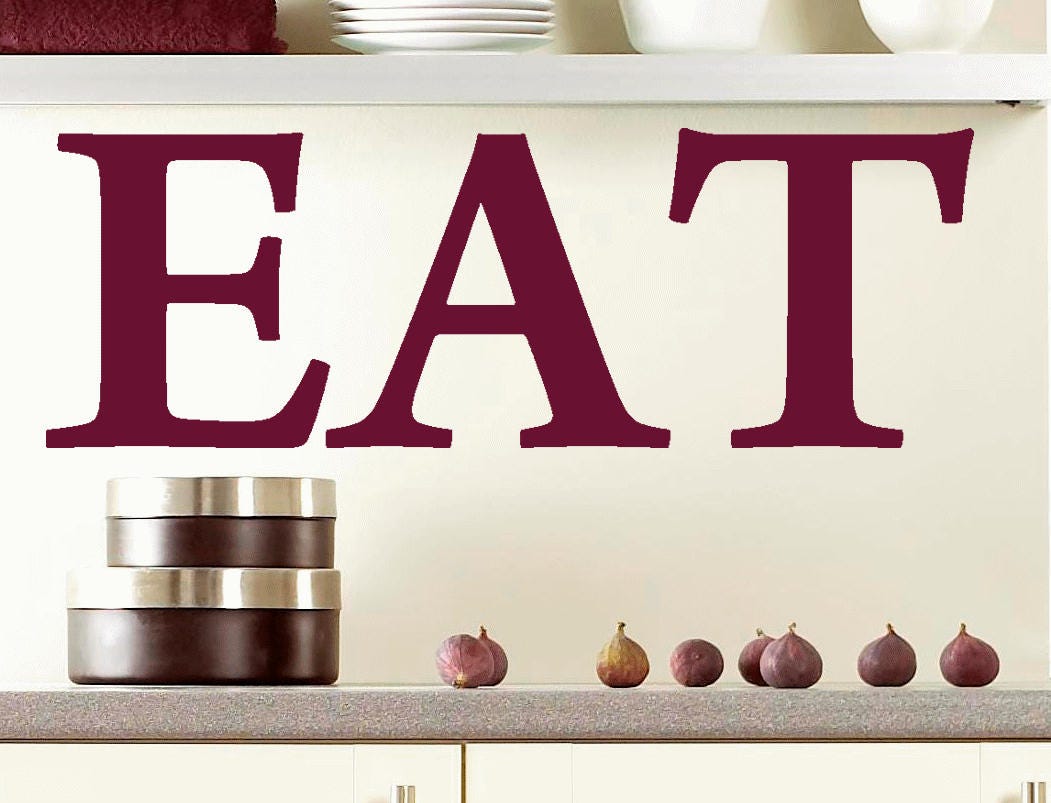 EAT Wall Word Sticker Quote Decal Kitchen Restaurant Cafe | Etsy