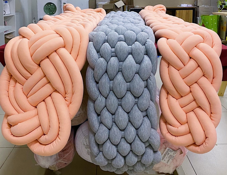 Braided Bed Throw Runner King Knotted Scarf Blanket Bed Bench | Etsy