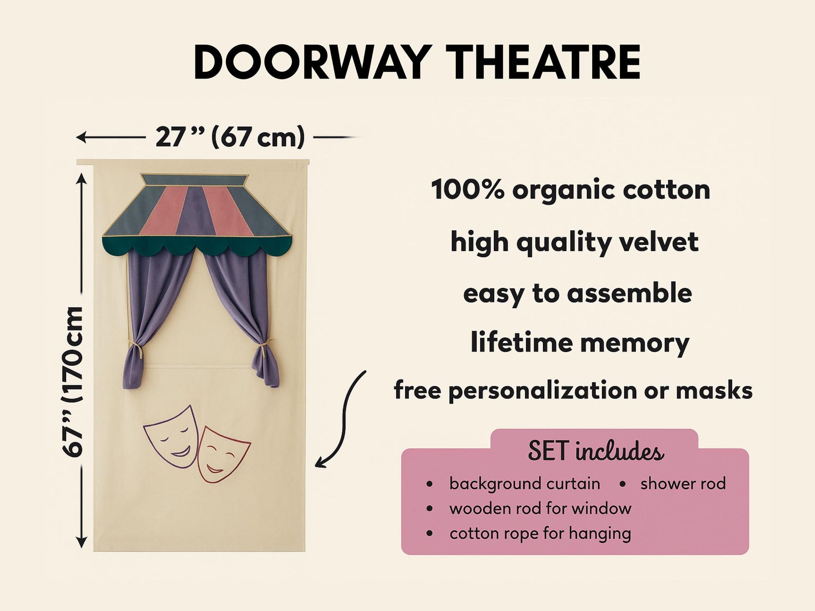 Doorway Puppet Theatre Pretend Play Playhouse Indoor Stage Shadow Show ...
