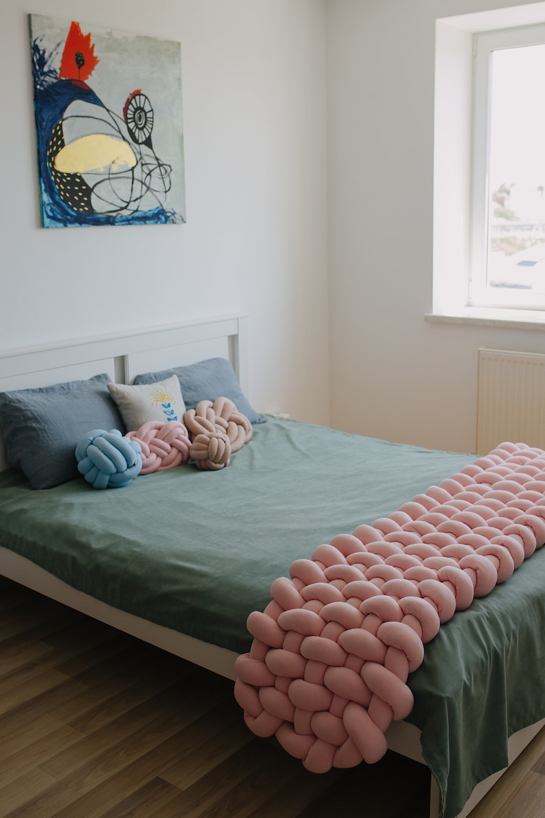 Bed Runner King Bedding Scarf Knot Throw Scarves Chunky Knit - Etsy