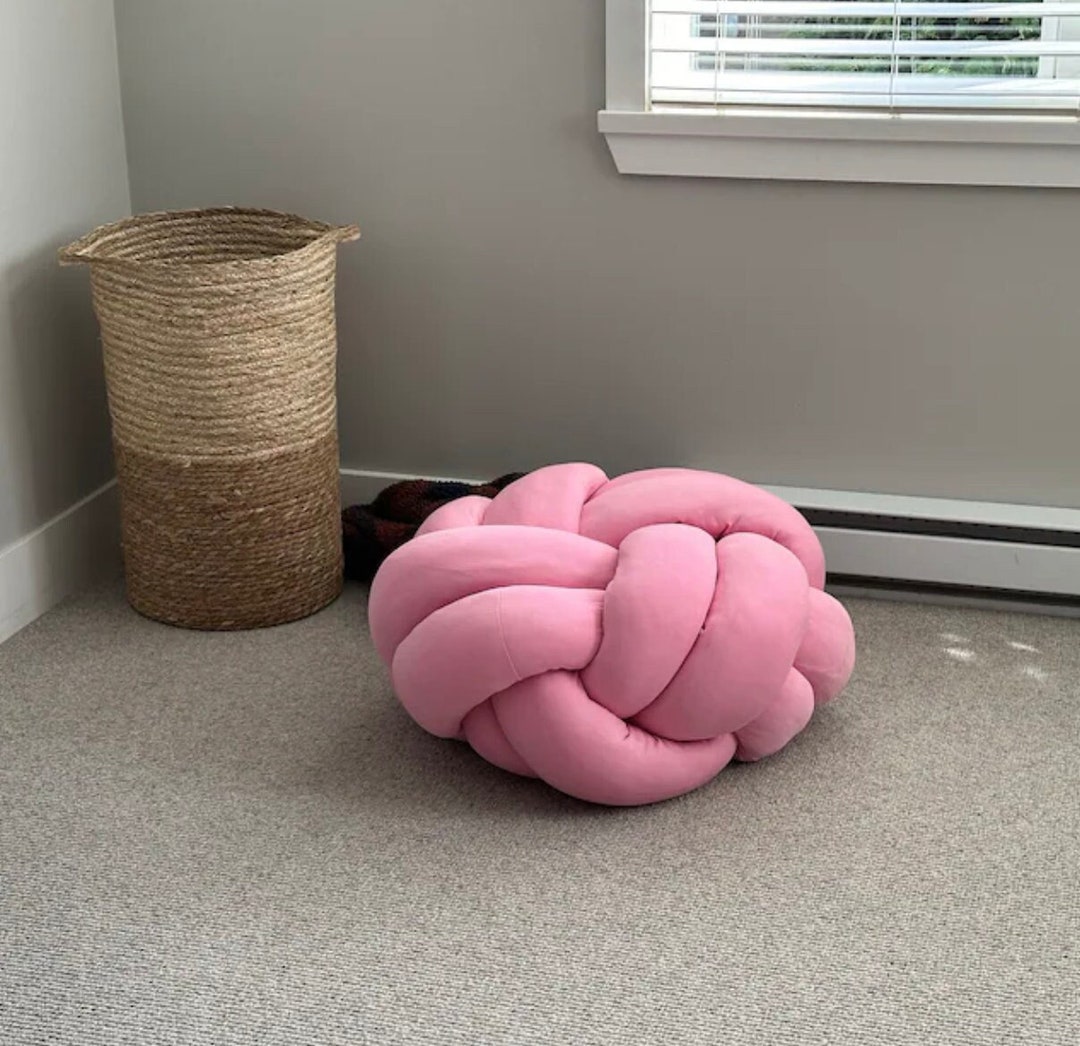 Knot Pouf Ottoman Bubble Gum Pink - Etsy