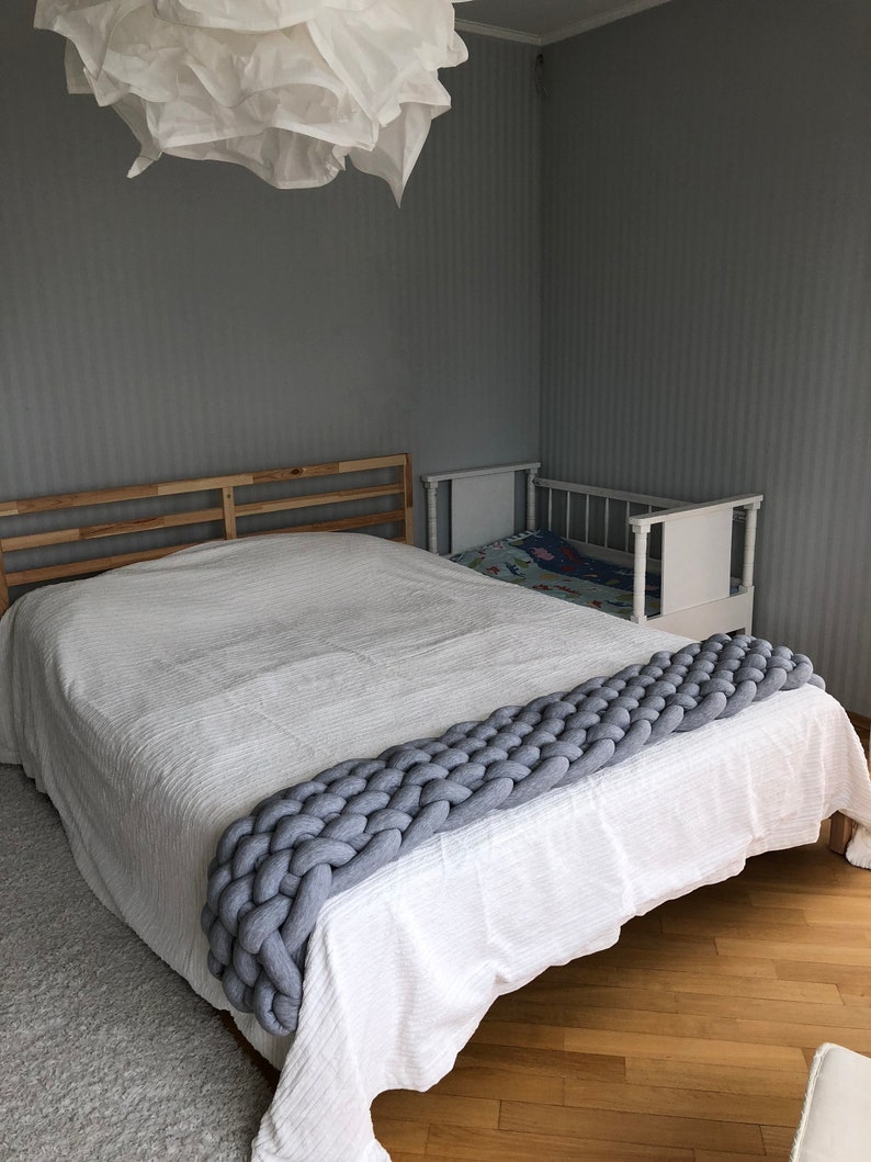 Braided Bed Throw Runner King Knotted Scarf Blanket Bed Bench | Etsy