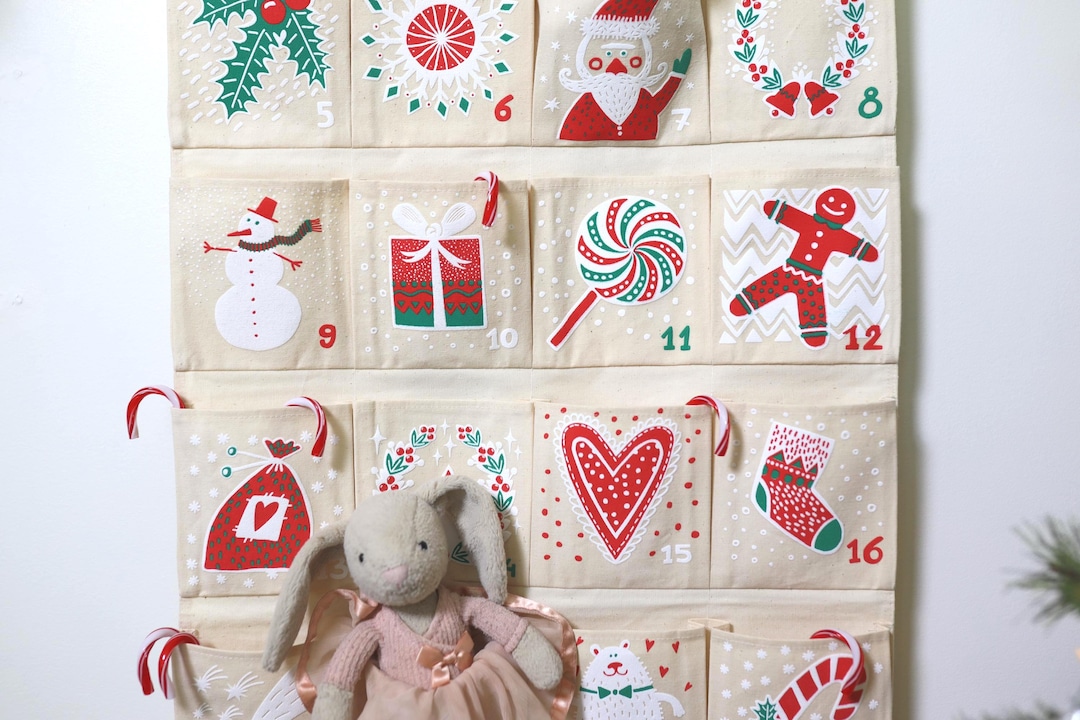 Personalized Advent Calendar Wall Large Fabric for Kids With Name ...