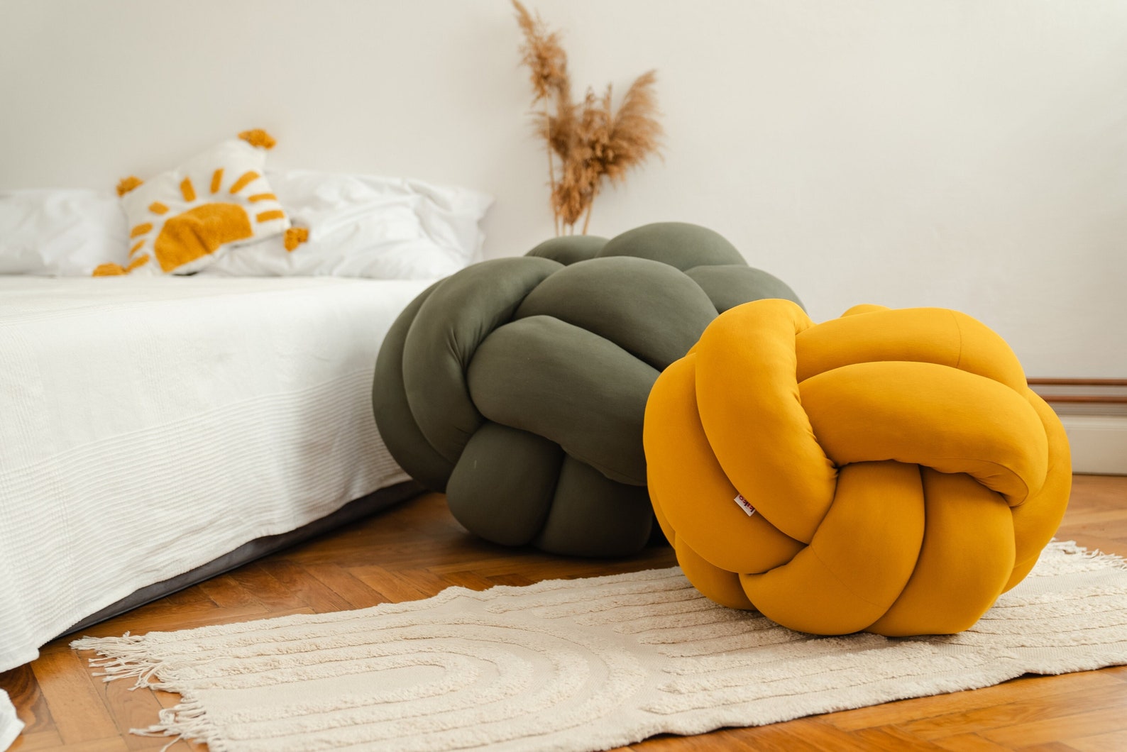 Round Knot Pouf Ottoman Giant Floor Pillow Floor Seating Large Floor ...