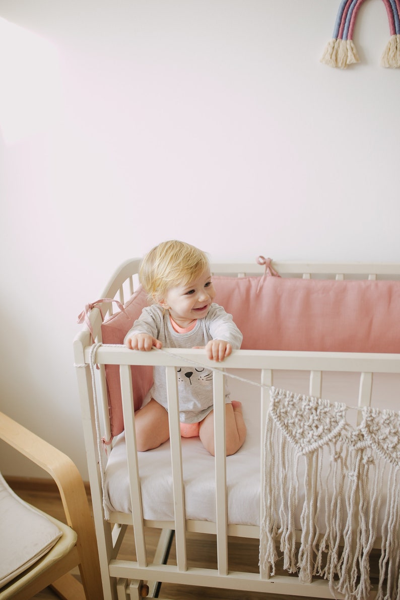 White Crib Bumper Pads Farmhouse Baby Nursery Etsy White Crib Bumper Pads Farmhouse Baby Nursery Etsy