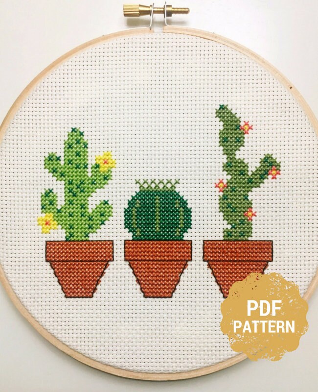 Set of 2 Cactus Cross Stitch Pattern cross stitch cactus easy cross ...