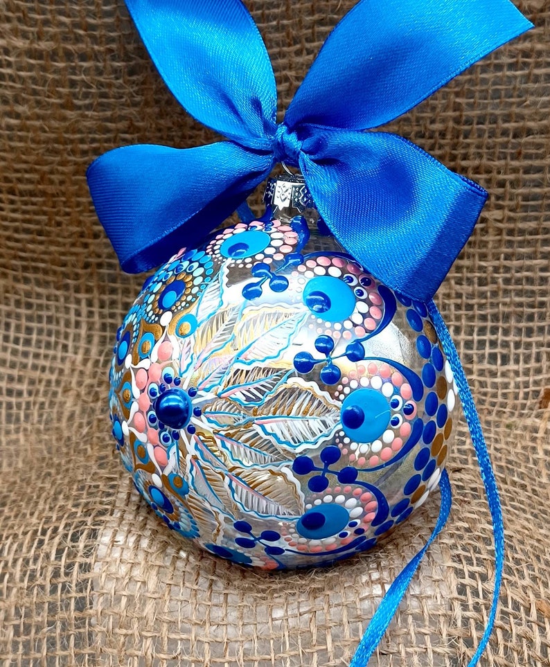 Beautiful and Unique Glass Hand-painted Baubles With Mandala Dot Art ...