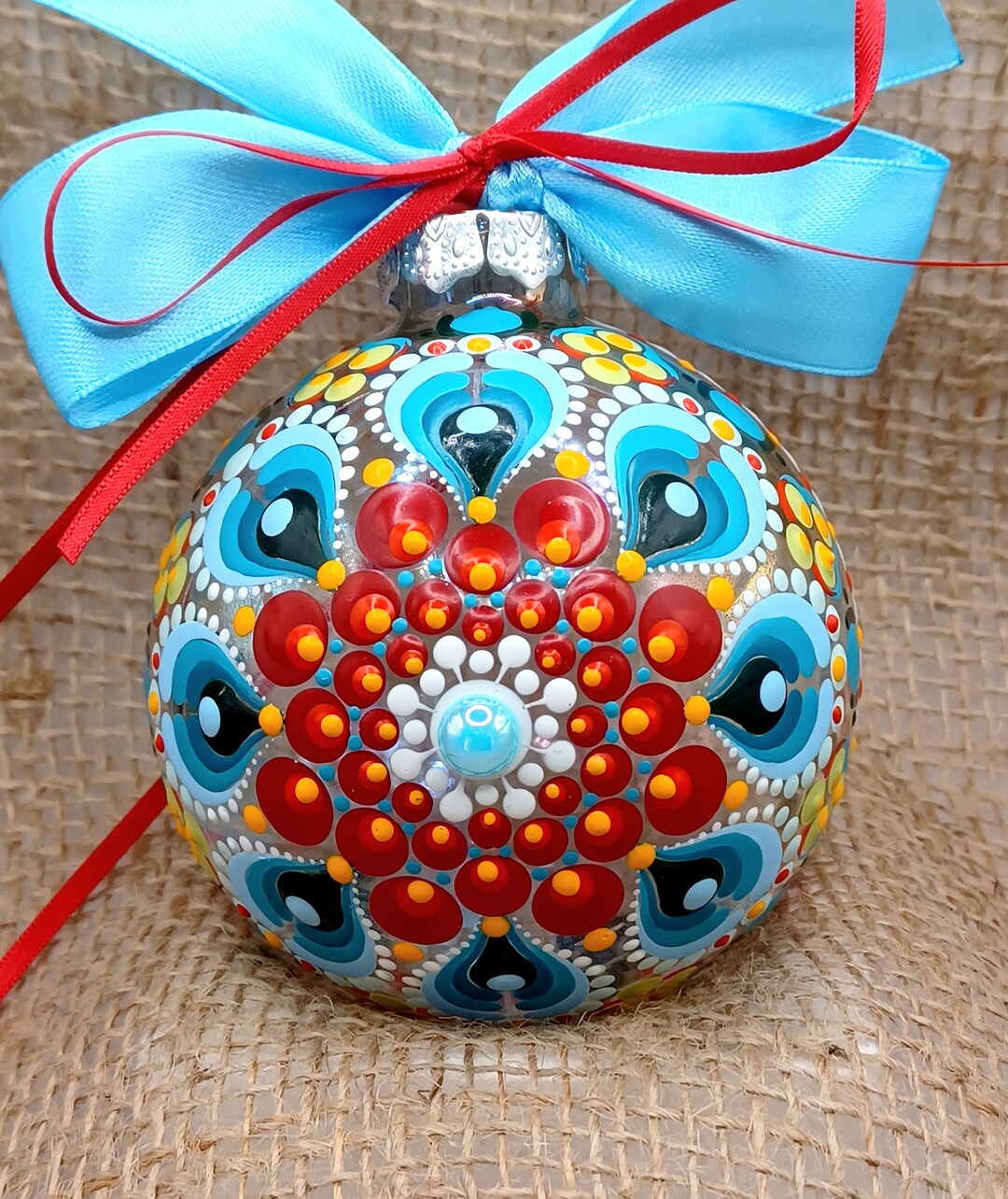 Beautiful and Unique Glass Hand-painted Bauble With Mandala Dot Art. as ...