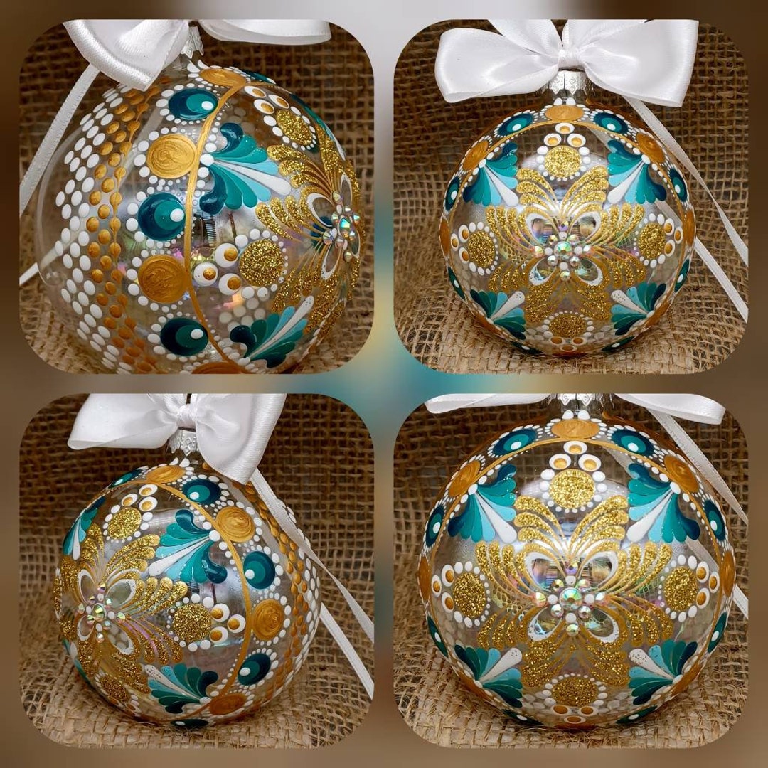 Beautiful and Unique Glass Hand-painted Baubles With Mandala Dot Art ...