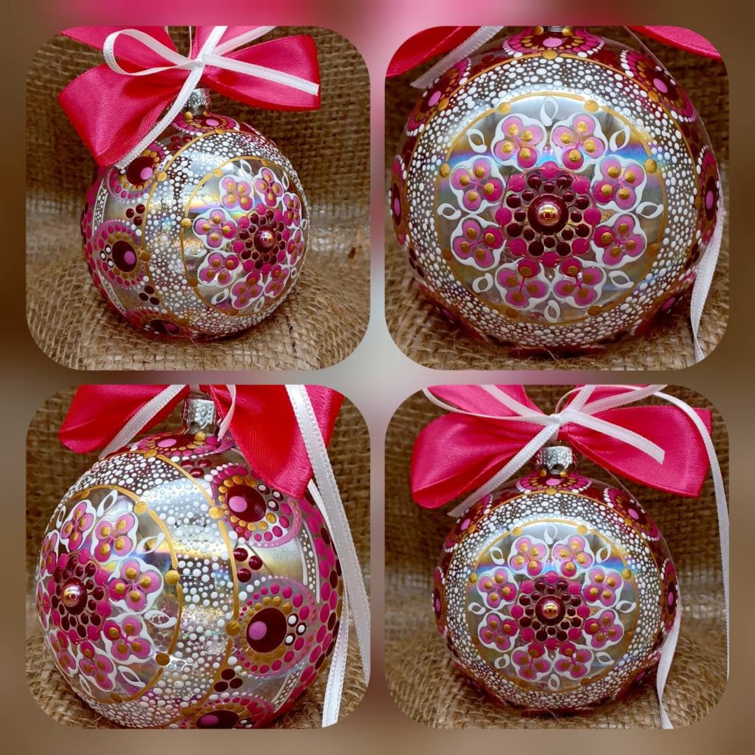 Large Bespoke Handpainted Glass Christmas Bauble/ornament /decoration ...