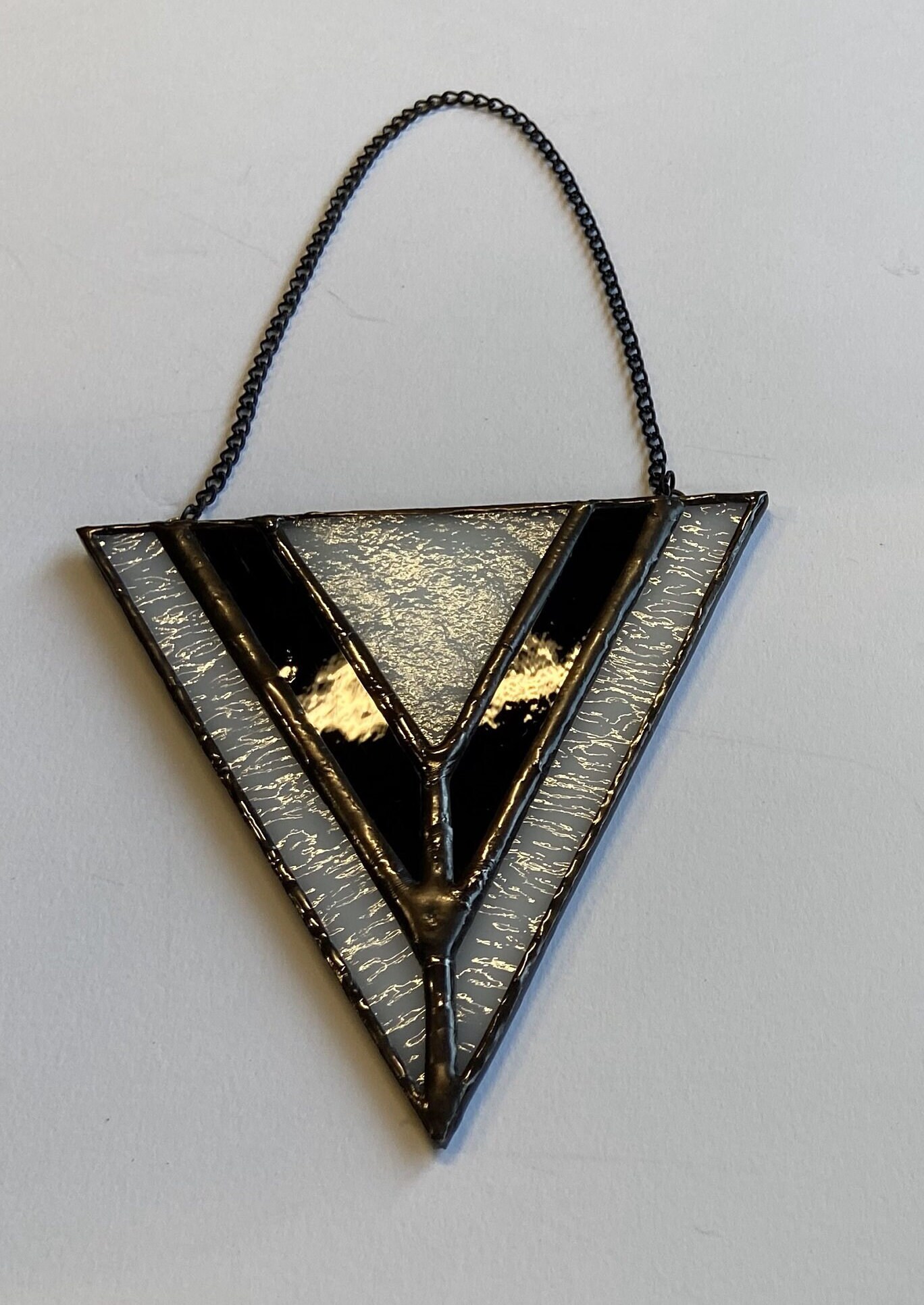 Black and White Triangle void Stained Glass Suncatcher small - Etsy