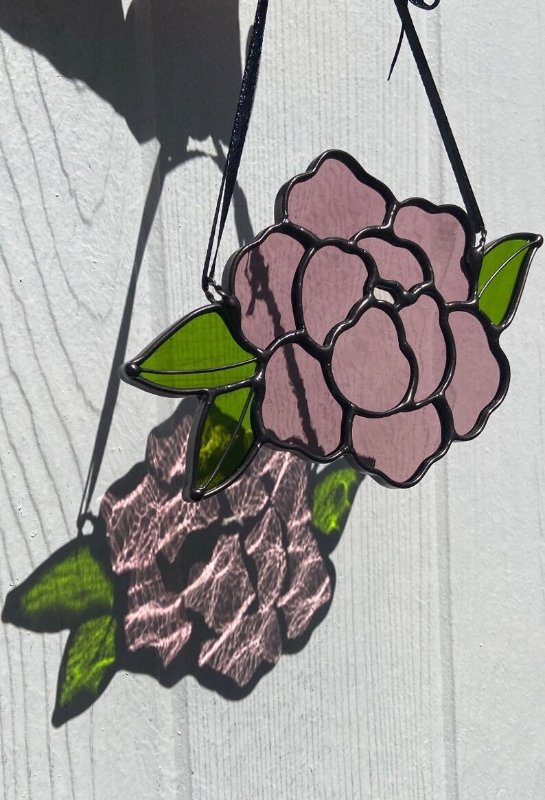 Stained Glass Peony Suncatcher - Etsy