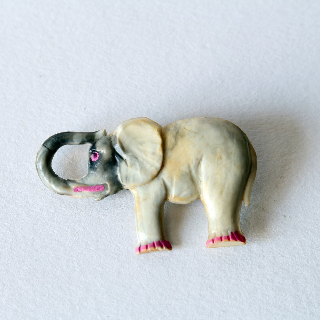 Vintage Children Badges, Elephant Pin, Hat Pin, Vintage Plastic Pin ...